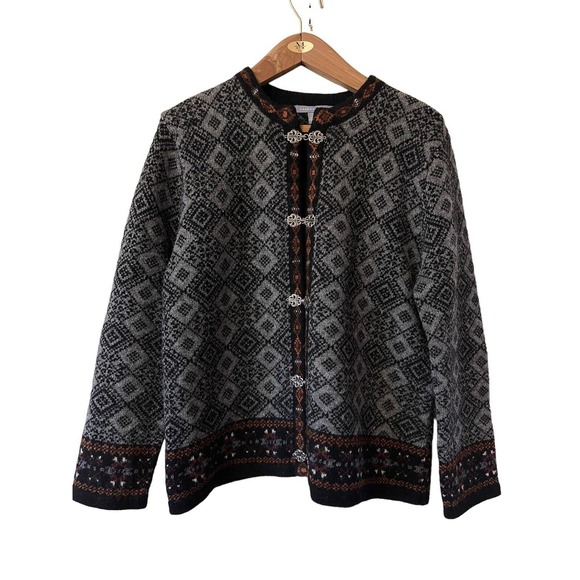 Carroll Reed | Sweaters | Carroll Reed Cardigan Fair Isle Wool Gray ...